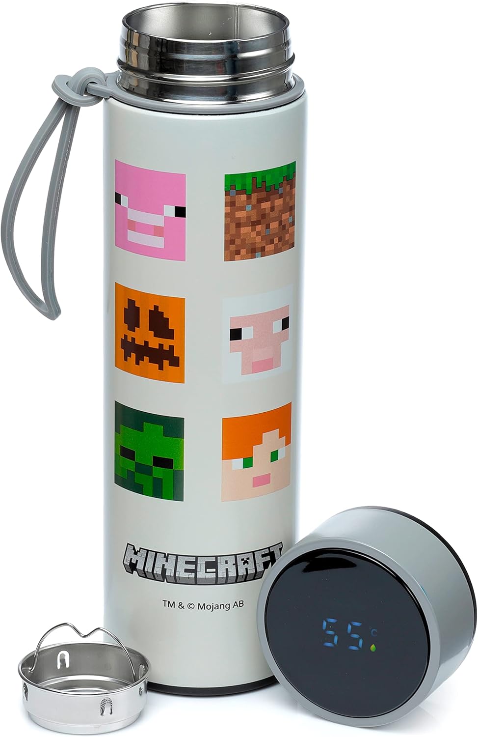 Minecraft - Stainless Steel Water Bottle with Led Temperature Display ...